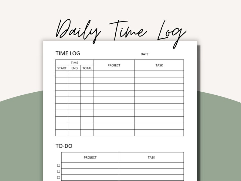 Daily Time Log and To-do List - Etsy
