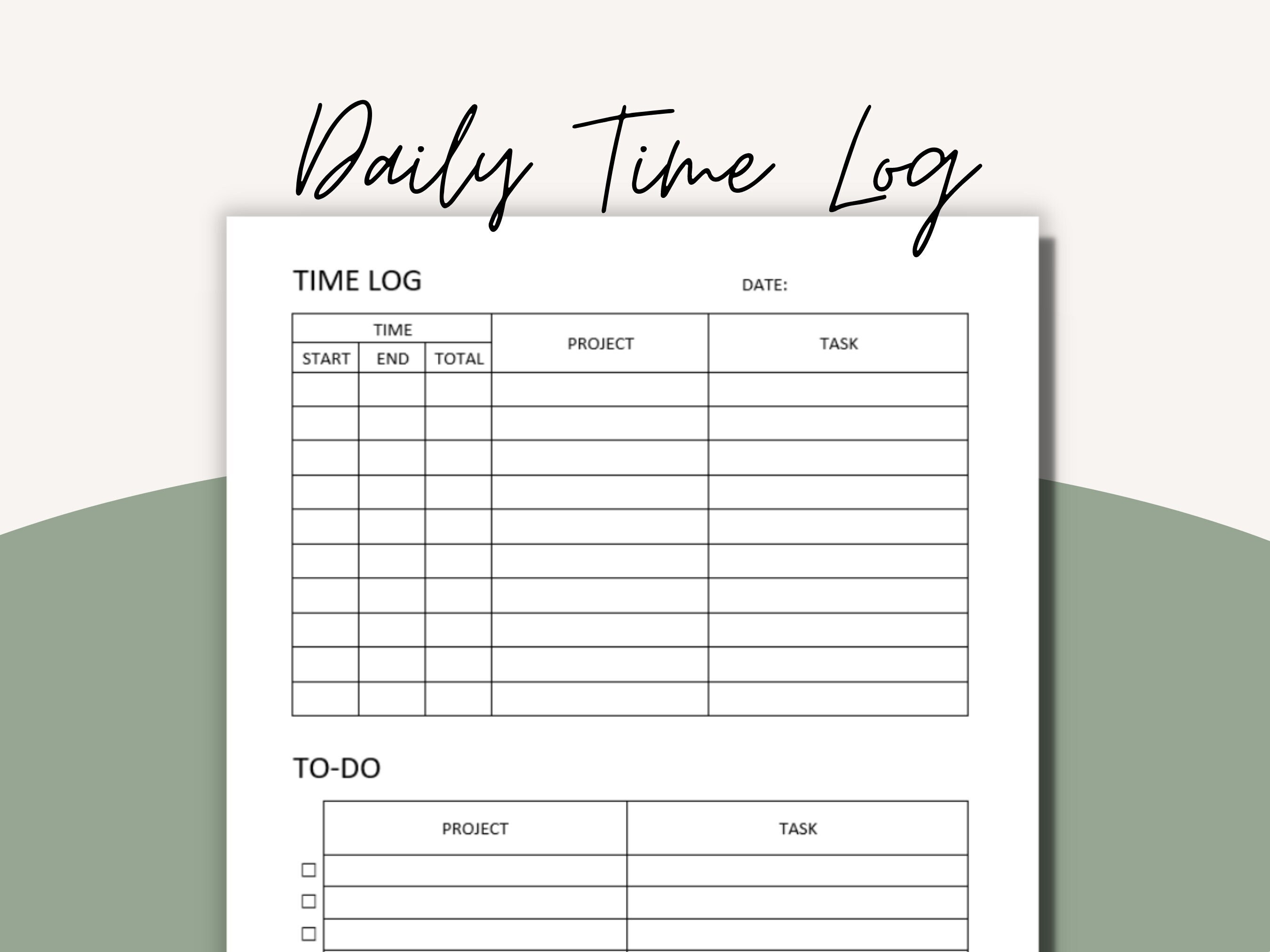 Daily Time Log and To-do List - Etsy