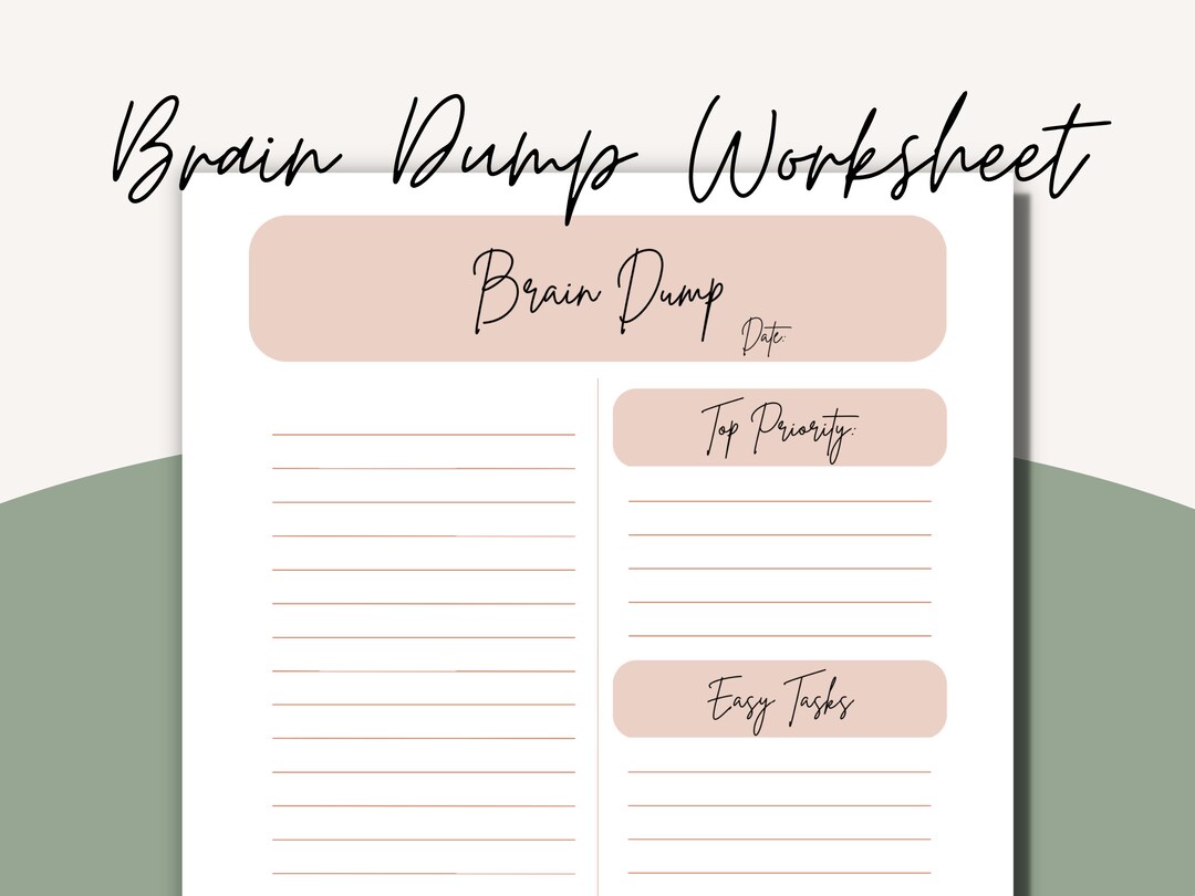One Page Brain Dump and Task List Printable PDF (multiple Colors) - Etsy