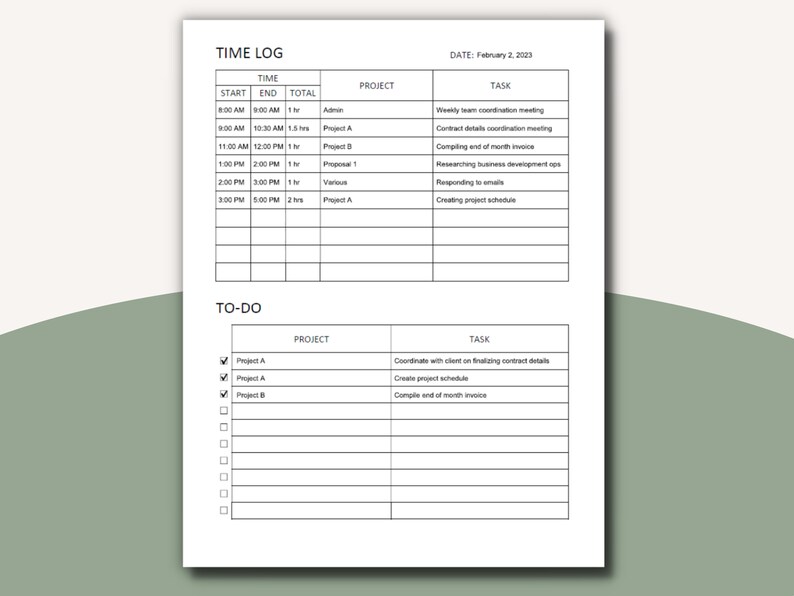 Daily Time Log and To-do List - Etsy
