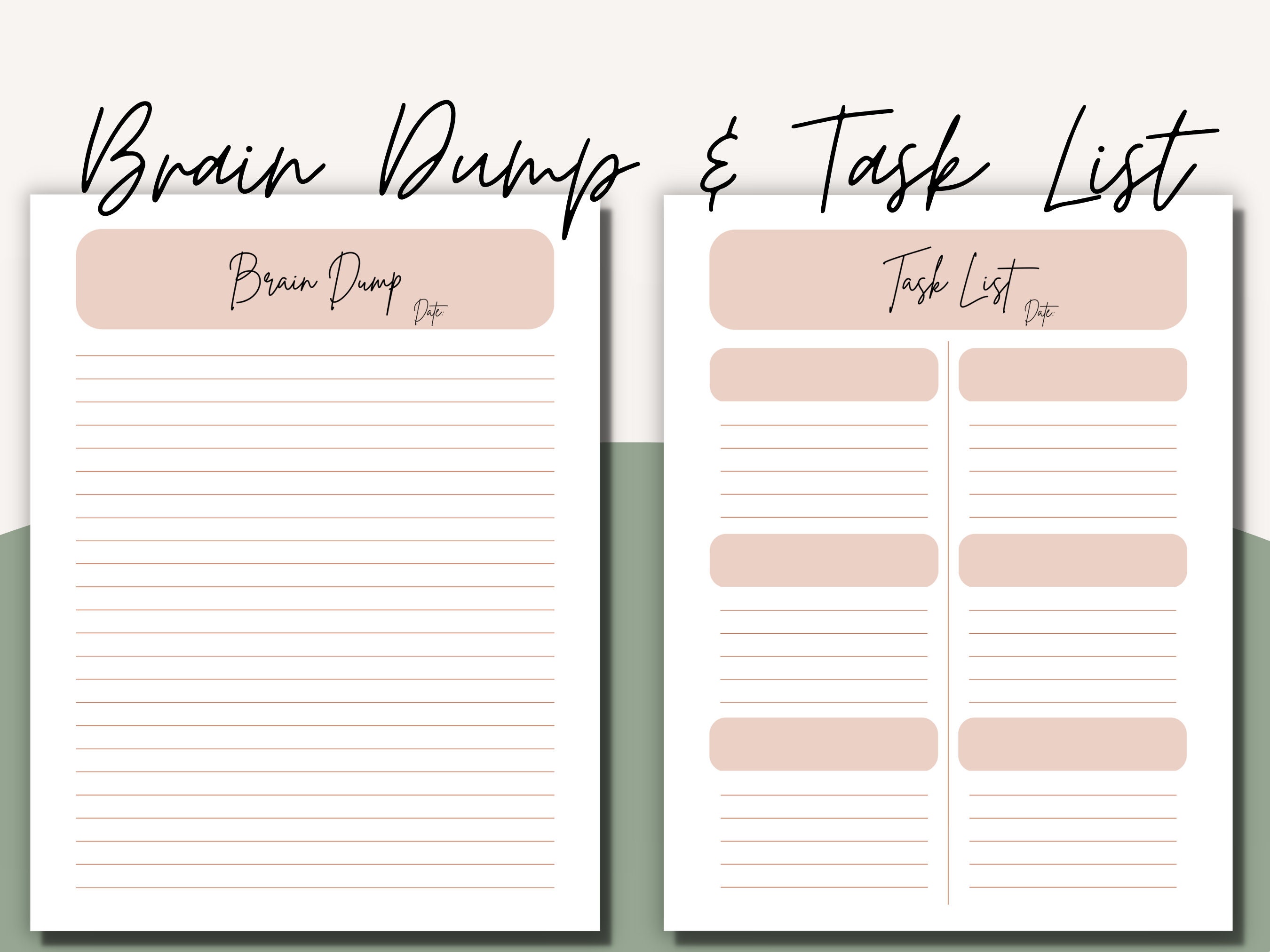 Brain Dump and Task List Printable PDF (multiple Colors) - Etsy