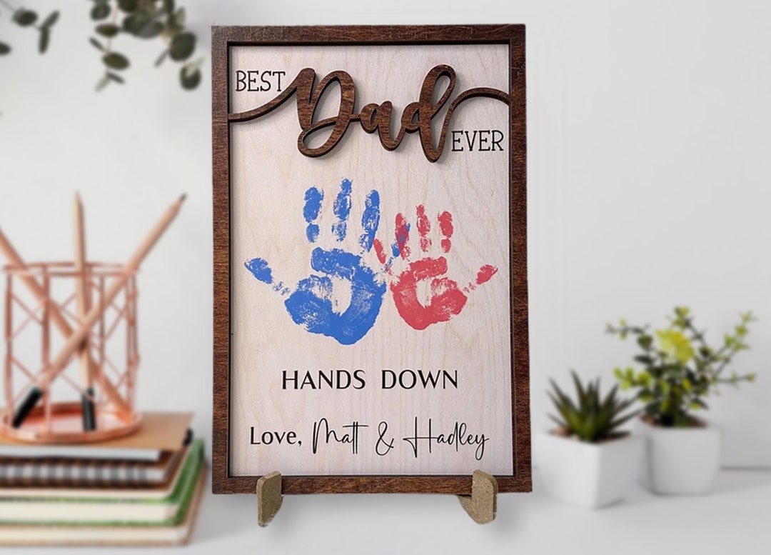 Personalized DIY Handprint Sign, Father's Day Gift, Father's Day Wooden ...