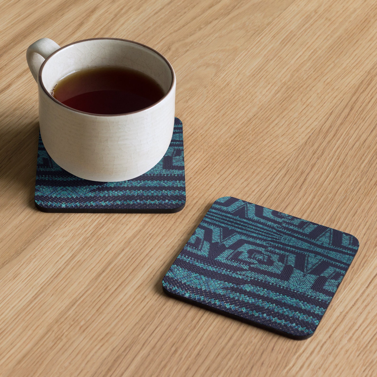 Custom Cork Coasters Set of 4, Crochet Pattern Design, Humble Blue Hues ...