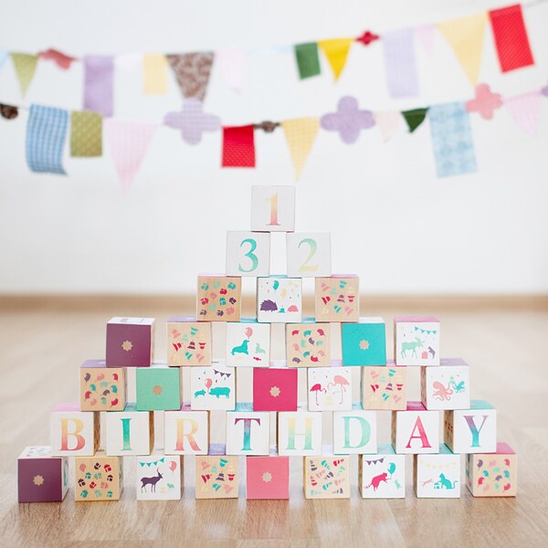 Happy Birthday Wooden Blocks - Etsy