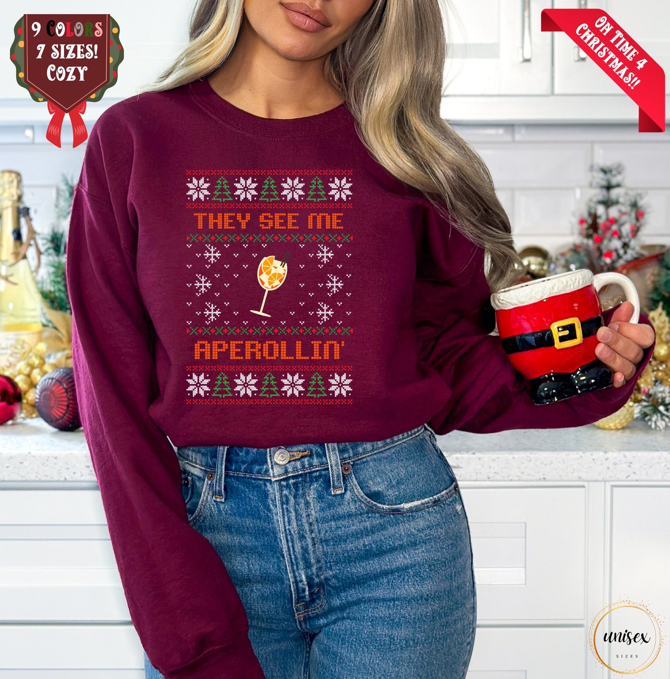 APEROL CHRISTMAS SWEATER, They See Me Aperollin' Sweater, Christmas ...