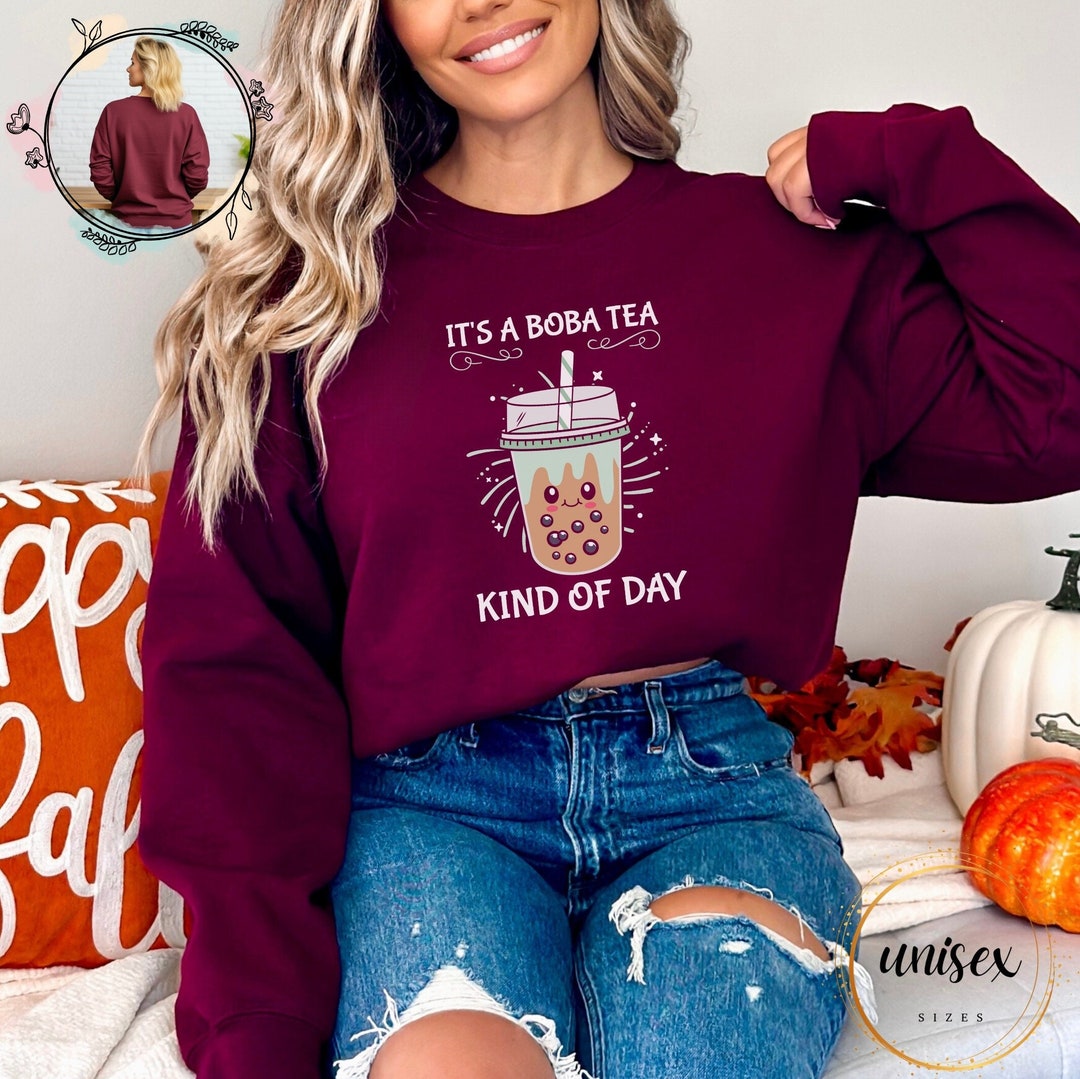 BOBA Tea Sweatshirt, Bubble Tea Sweater, Kawaii Boba Shirt, Bubble Tea ...