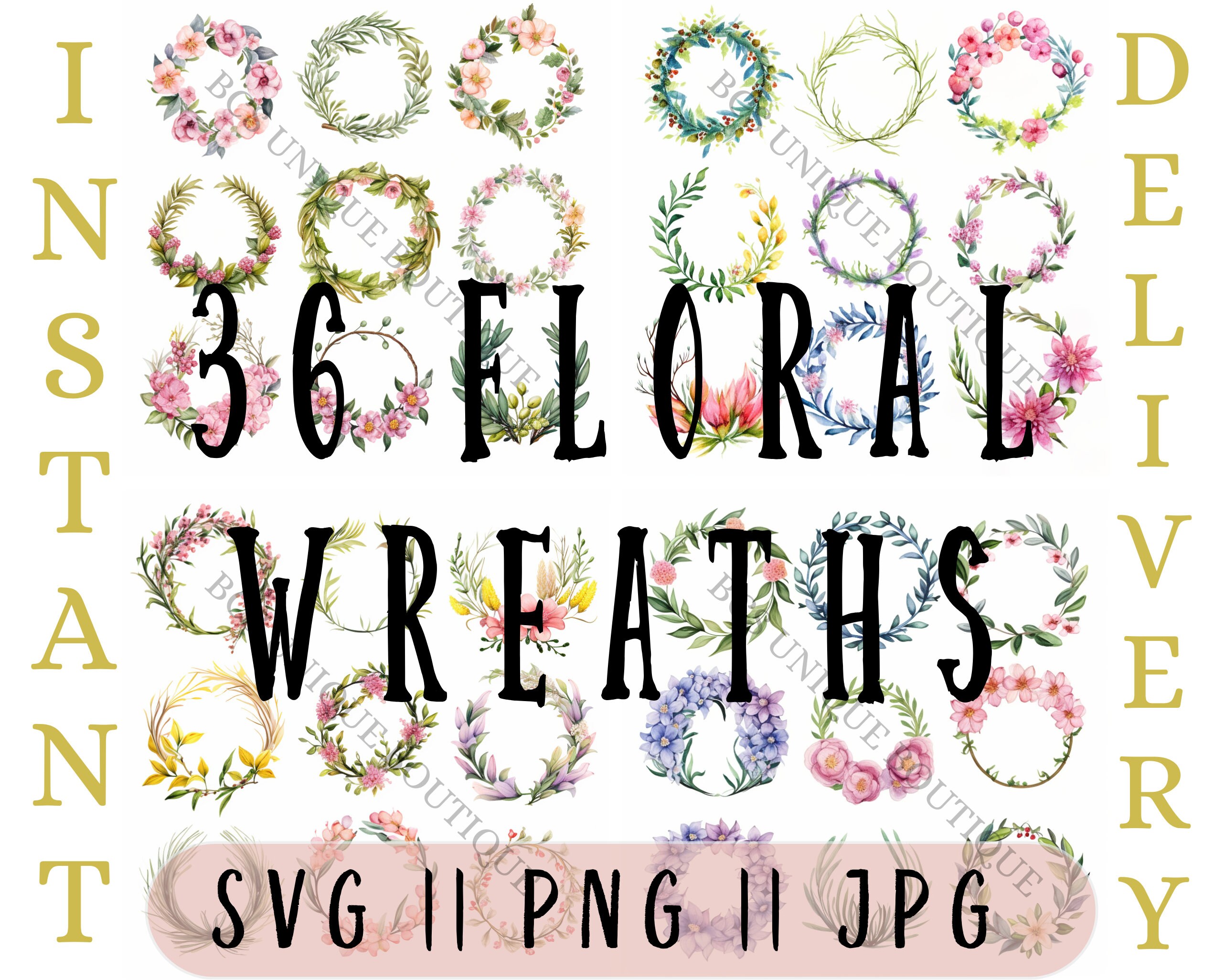 Watercolor Floral Wreaths Clip Art Set Hand-painted Blooms for - Etsy