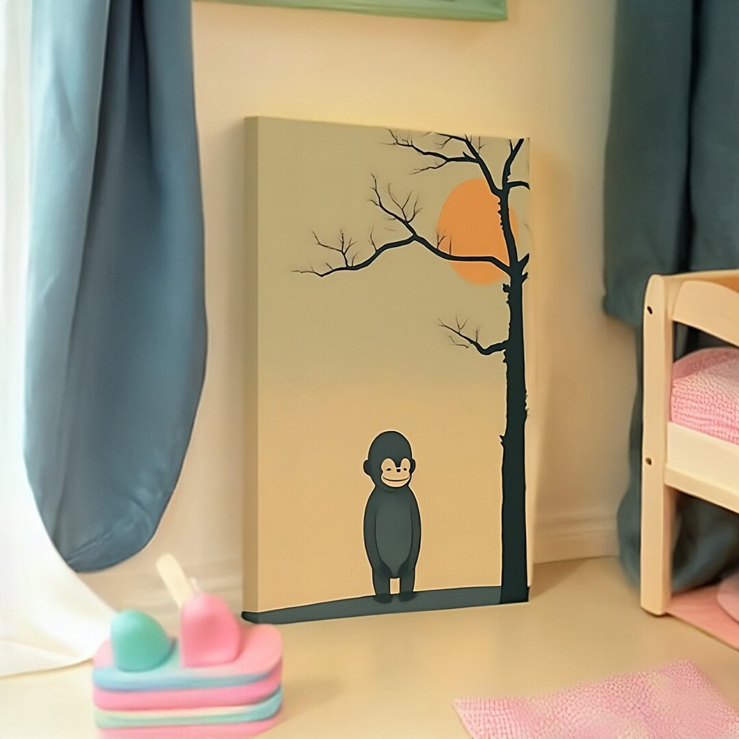 Premium Print: How Adorable! Sweet Monkey Enjoying Sunset Chilling by a ...