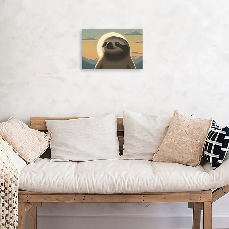 Sloth Sunset Canvas Print: Cute Animal Wall Art, Warm Decor (16 X 12 ...
