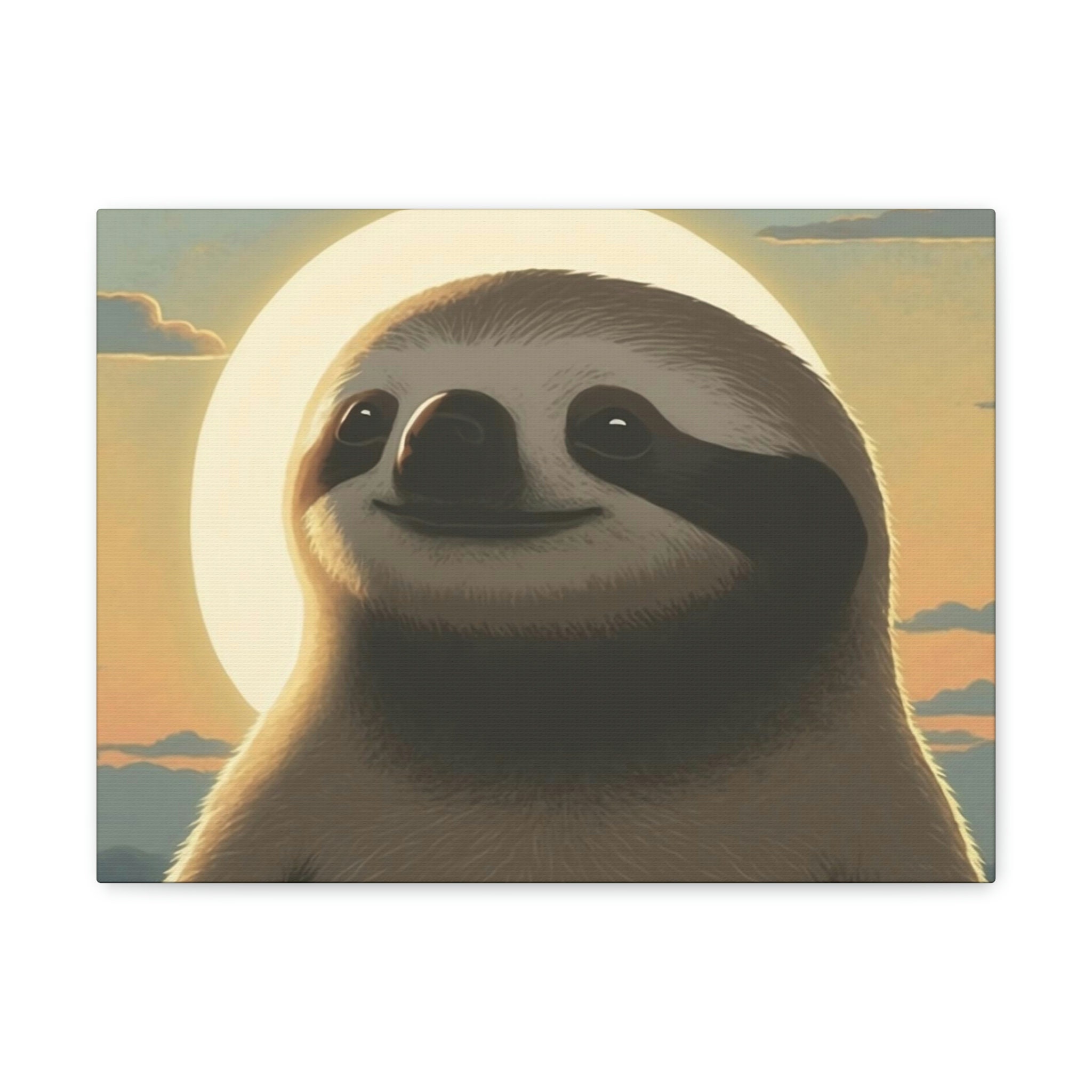 Premium Print: Cute Sloth Drawing Canvas Wall Art at Sunset - Etsy