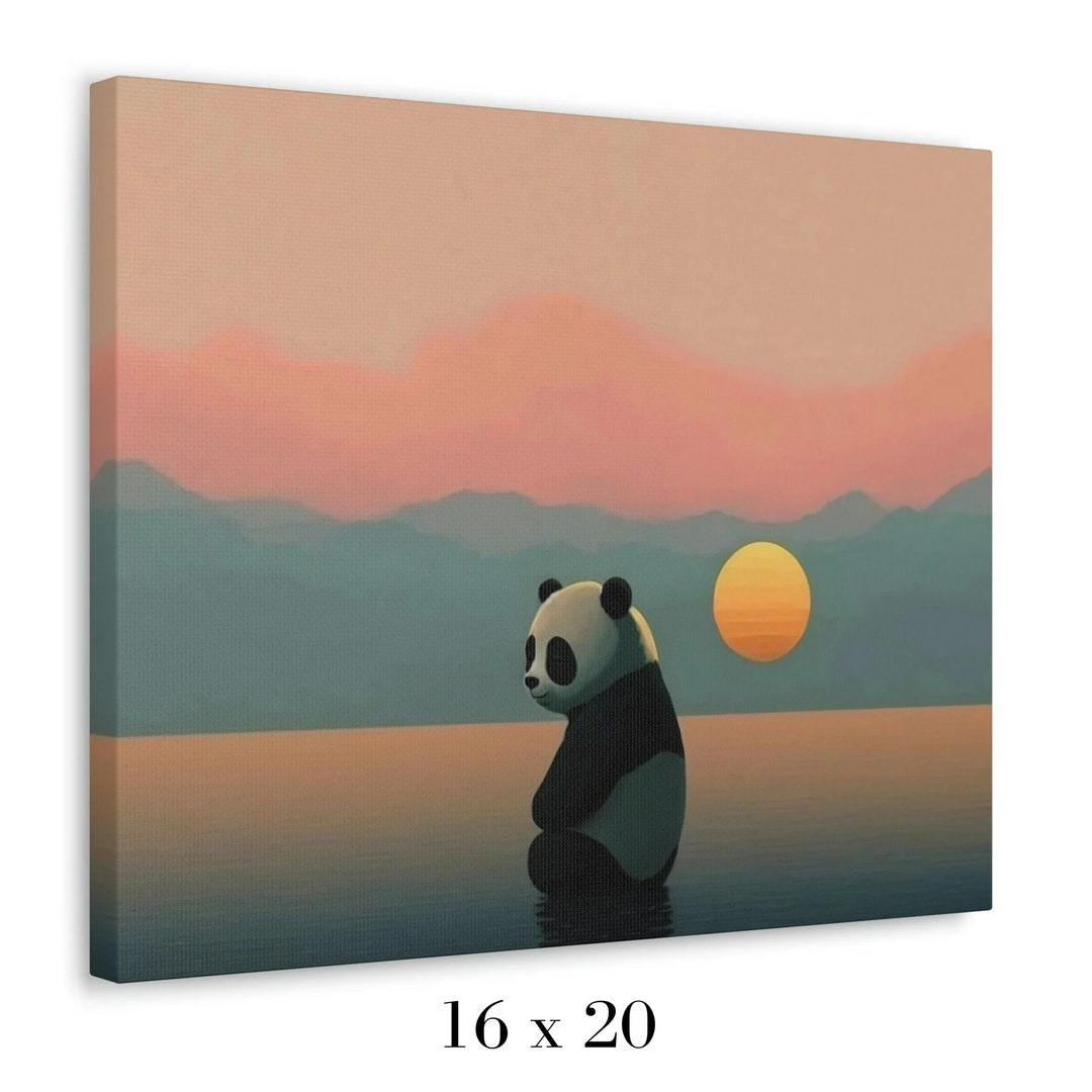 Panda Sunset Canvas - Serene Nature Wall Art - Tranquil Home Decor ...