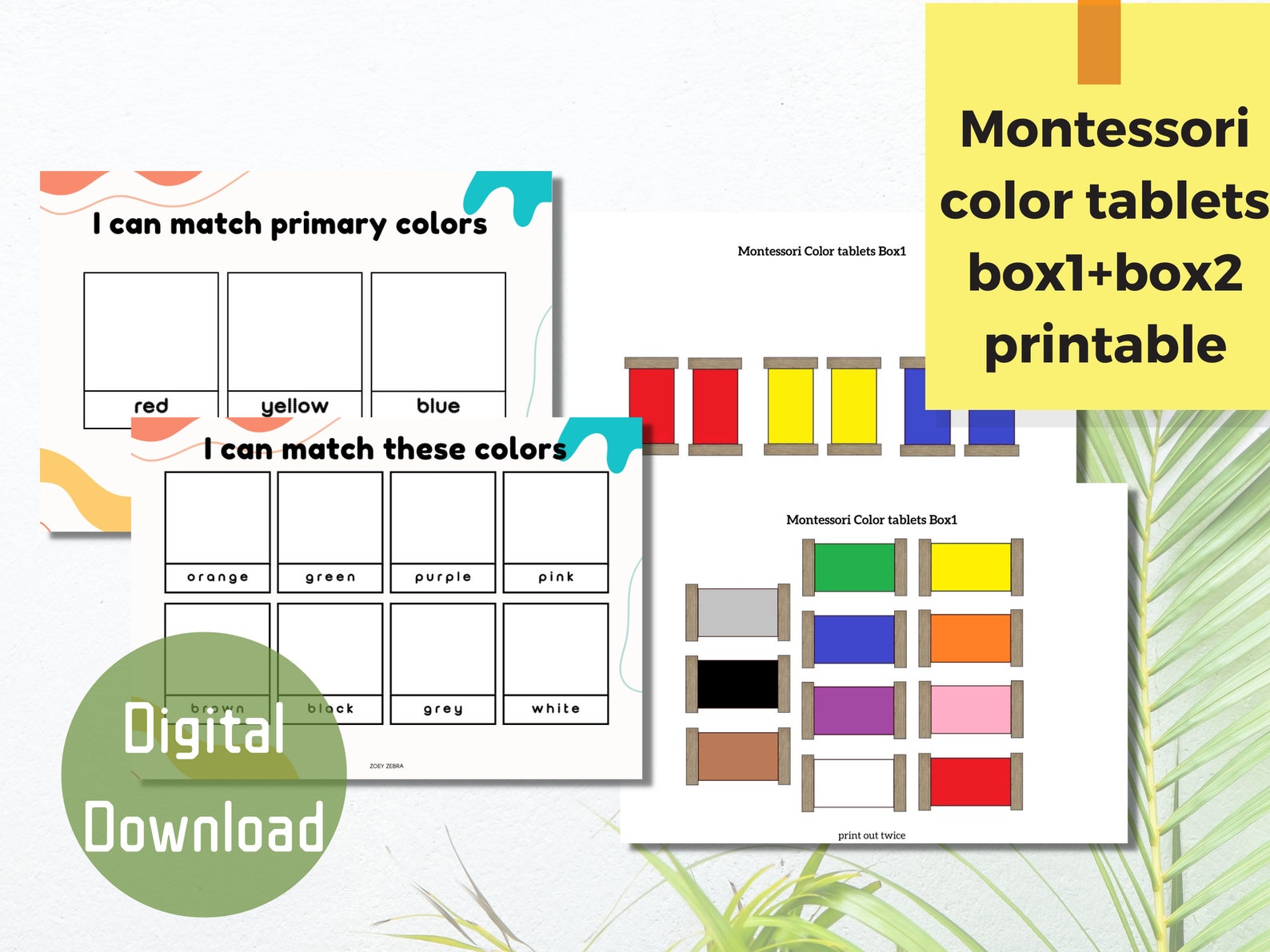 Montessori Colored Tablets Box 1 +box 2 Easy Printable Homeschool ...