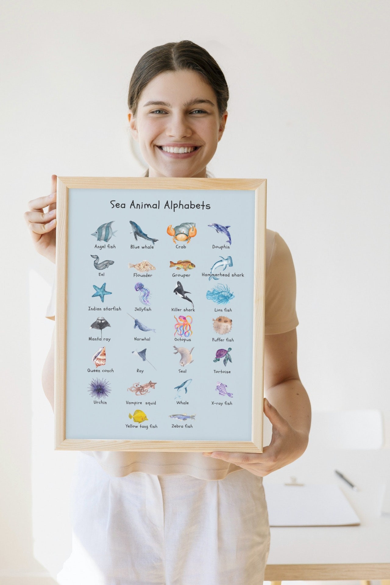 Sea Animals Alphabet Poster, Playroom Wall Decor, Ocean Animals ABC ...