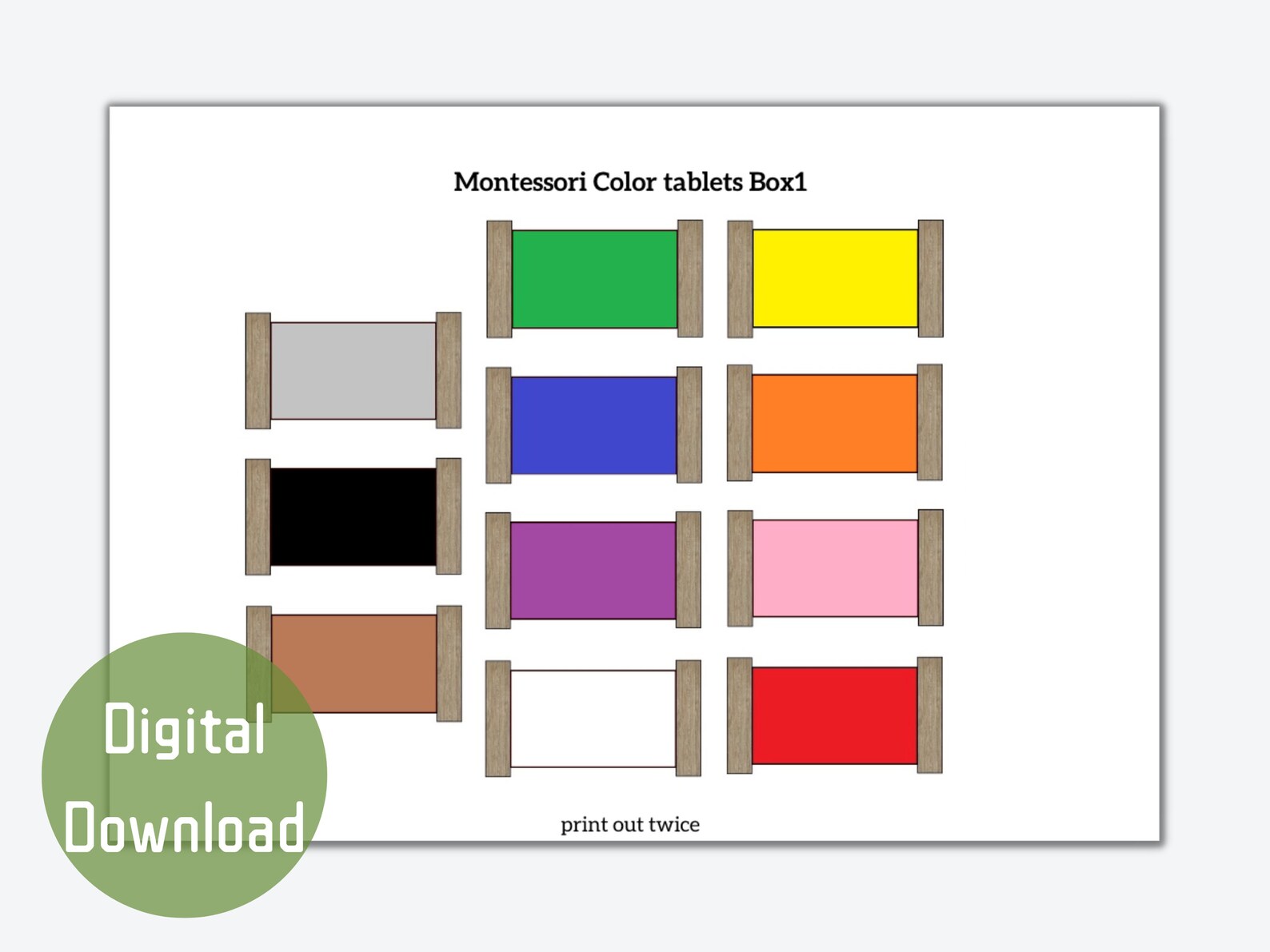 Montessori Colored Tablets Box 1 +box 2 Easy Printable Homeschool ...