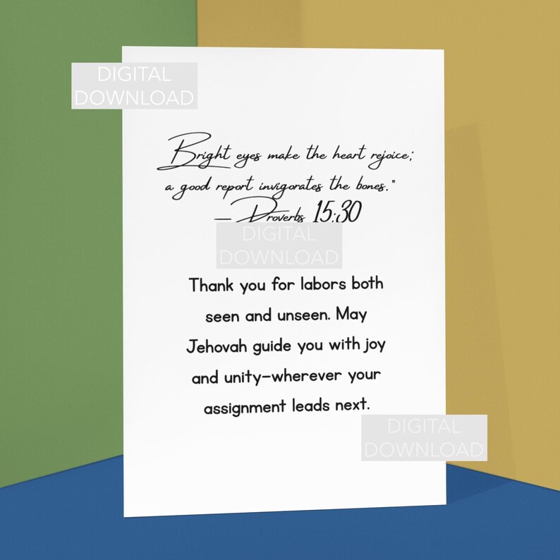 JW Circuit Overseer Farewell Card | Spiritual Thank You (digital ...