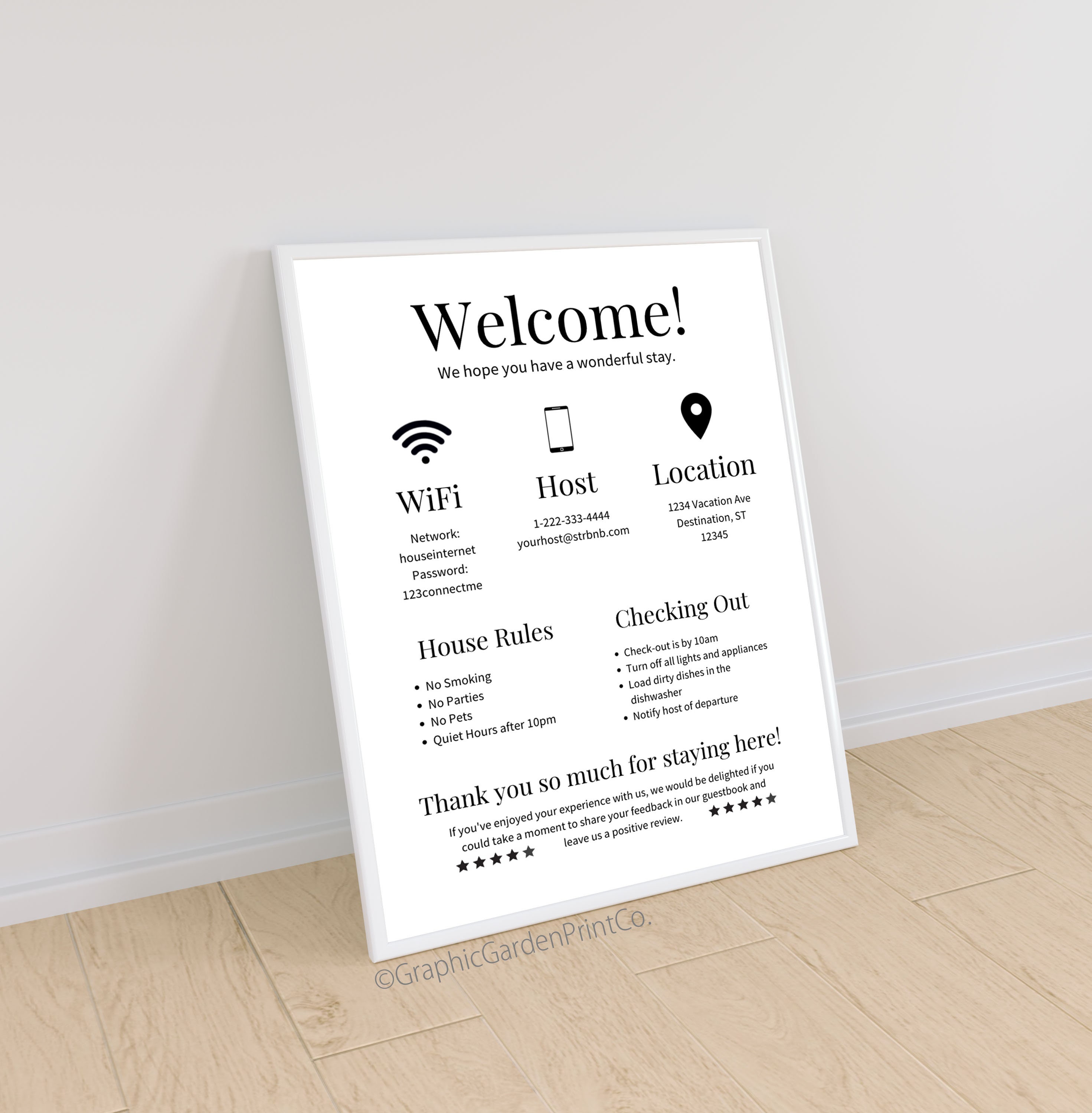 Welcome Sign for STR Hosts, Editable Short Term Rental Template ...