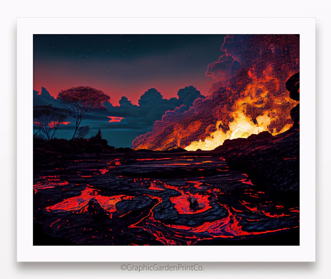 Hawaii Volcanoes National Park Wall Art, Hawaii Horizontal Printable ...