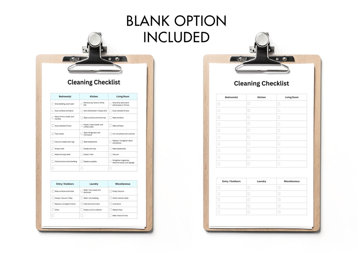 Cleaner Checklist for Short Term Rentals, Editable Airbnb Template ...