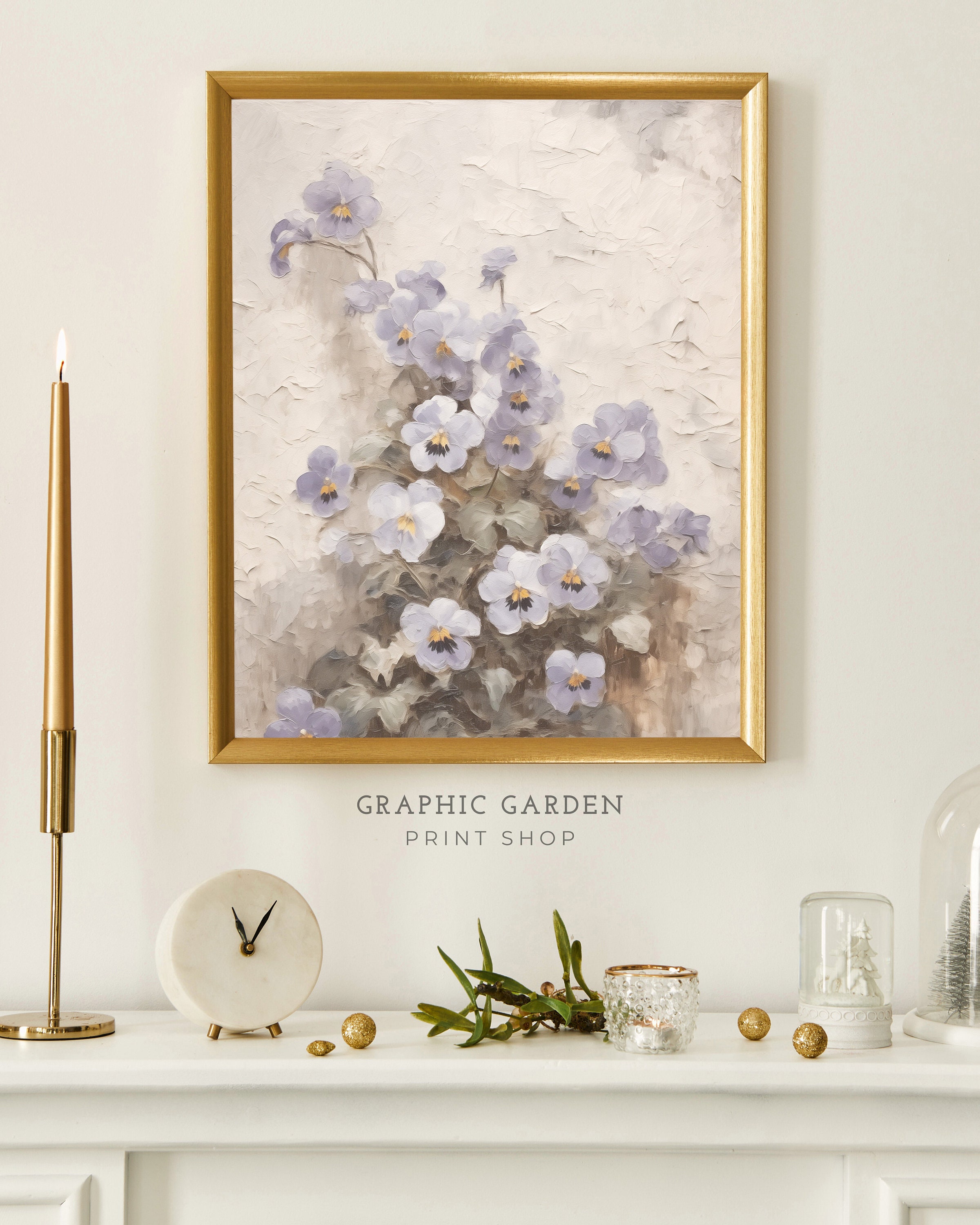 Violets Floral Wall Art Print Purple Flowers Vertical Printable Muted ...