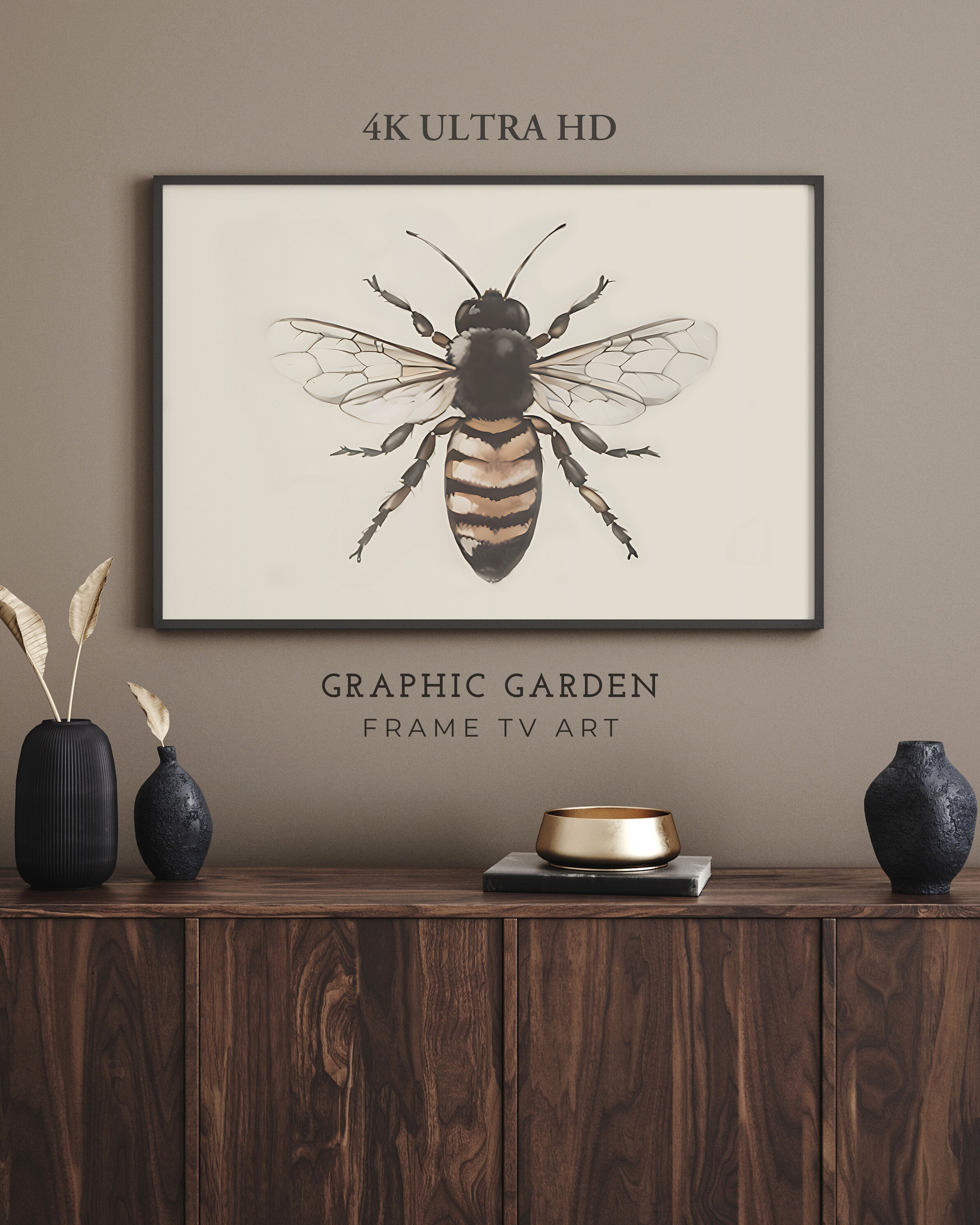 Bee Vintage Sketch Printable Vintage Country Frame TV Art Rustic ...