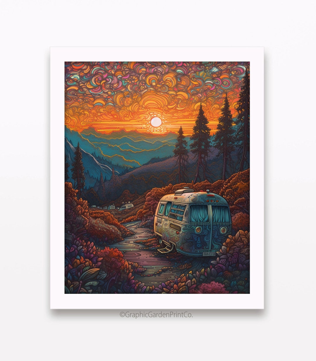Camper Wall Art, Camping Vertical Printable, Landscape Digital Download ...