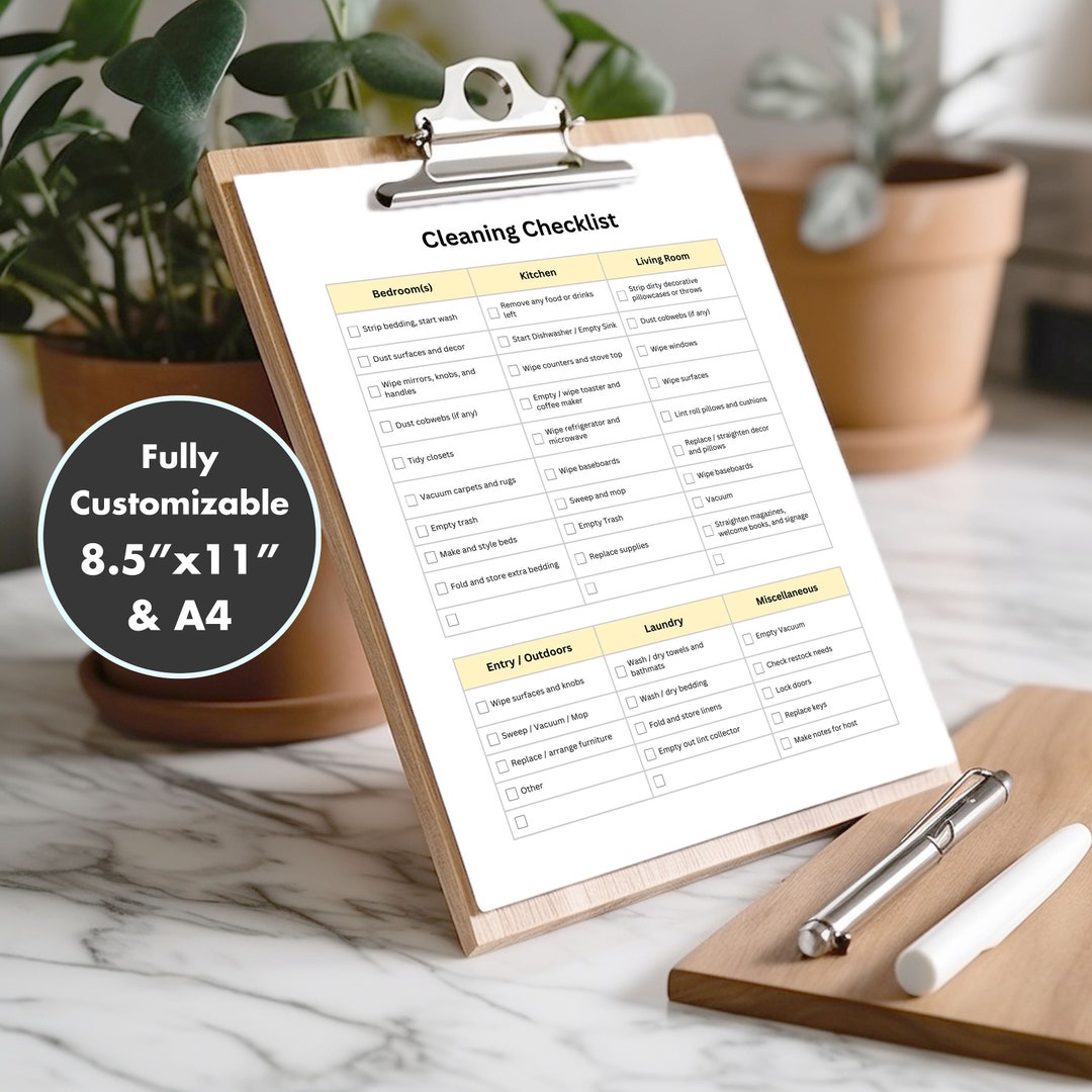 Cleaning Checklist for Short Term Rentals, Editable Airbnb Template ...