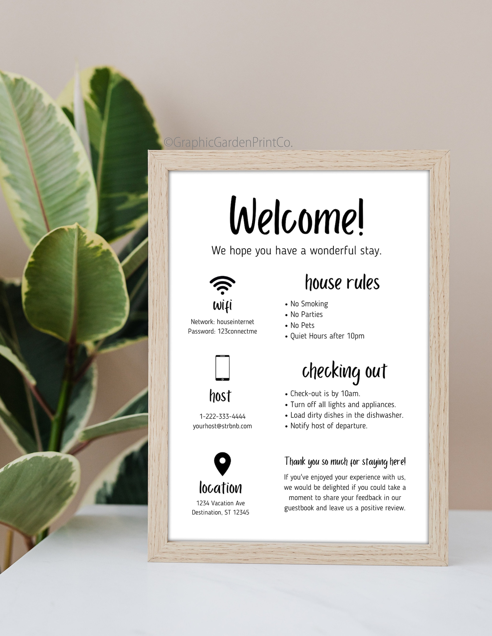 Welcome Sign for Short Term Rental Hosts, Editable Airbnb Template ...