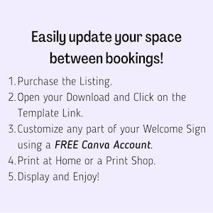 Welcome Sign for Short Term Rental Hosts, Editable Airbnb Template ...