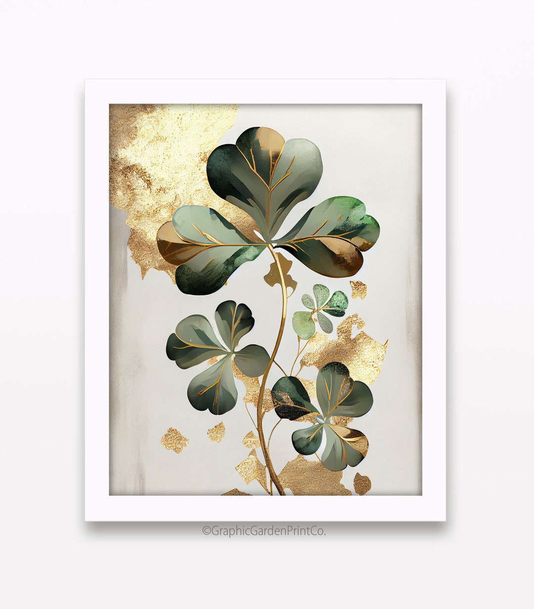 Lucky Clover Wall Art, Vertical Botanical Printable, Contemporary ...