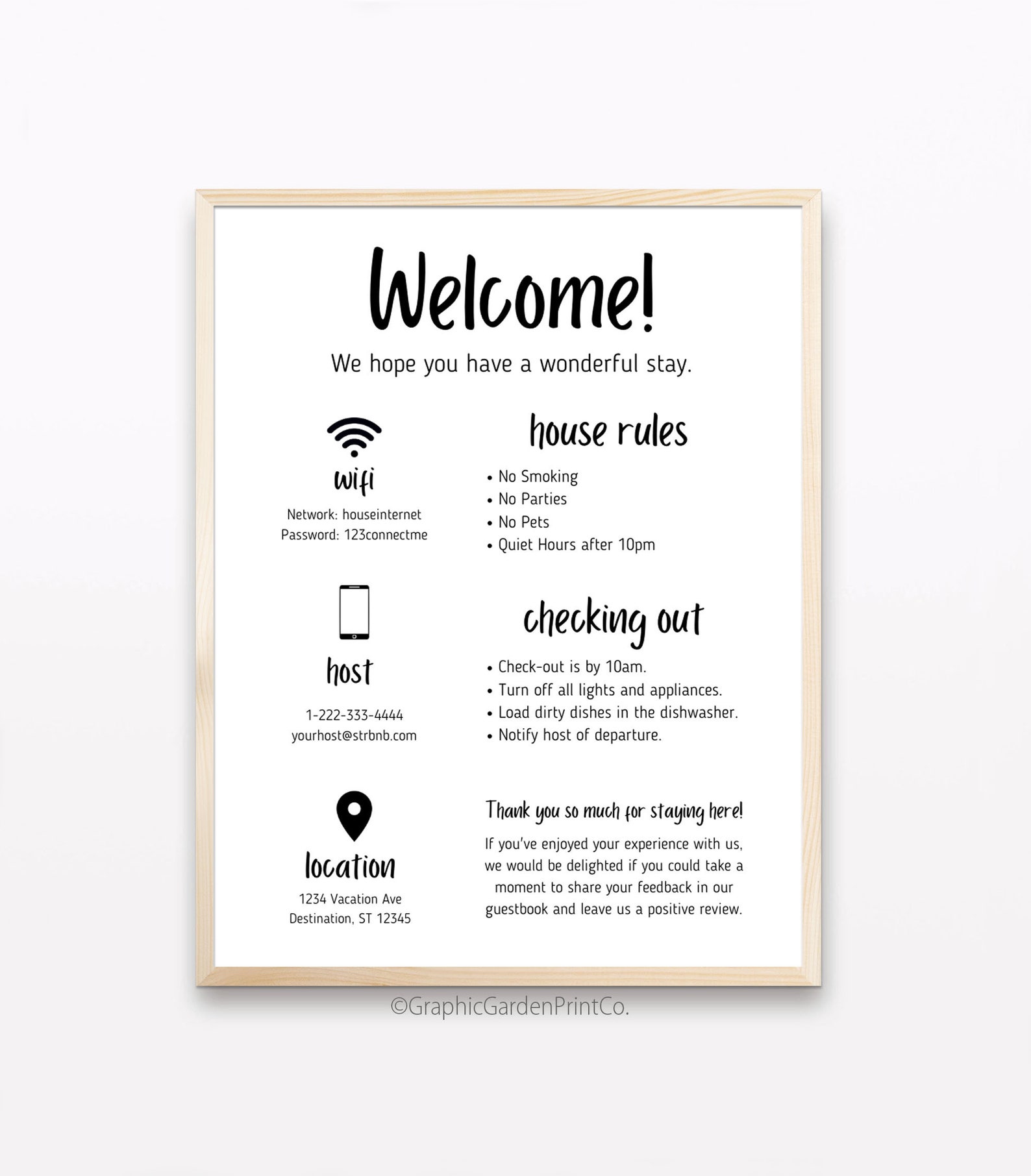 Welcome Sign for Short Term Rental Hosts, Editable Airbnb Template ...