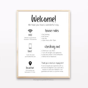Welcome Sign for Short Term Rental Hosts, Editable Airbnb Template ...