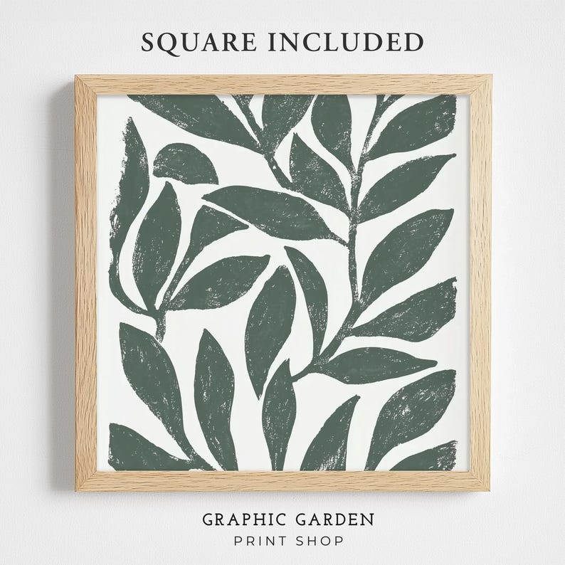 Rustic Botanical Block Print, Vintage-inspired Leaf Wall Art, Vertical ...