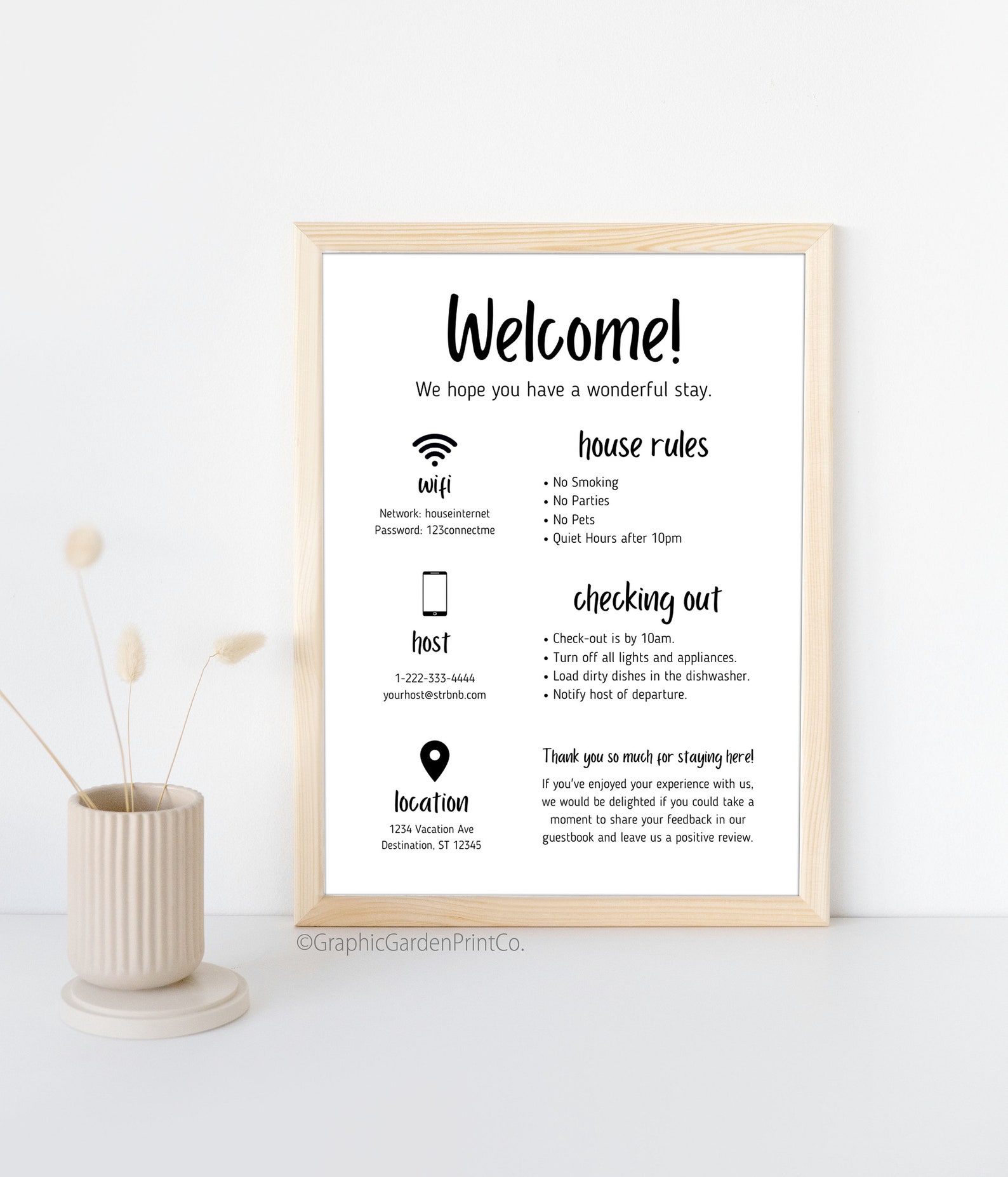 Welcome Sign for Short Term Rental Hosts, Editable Airbnb Template ...