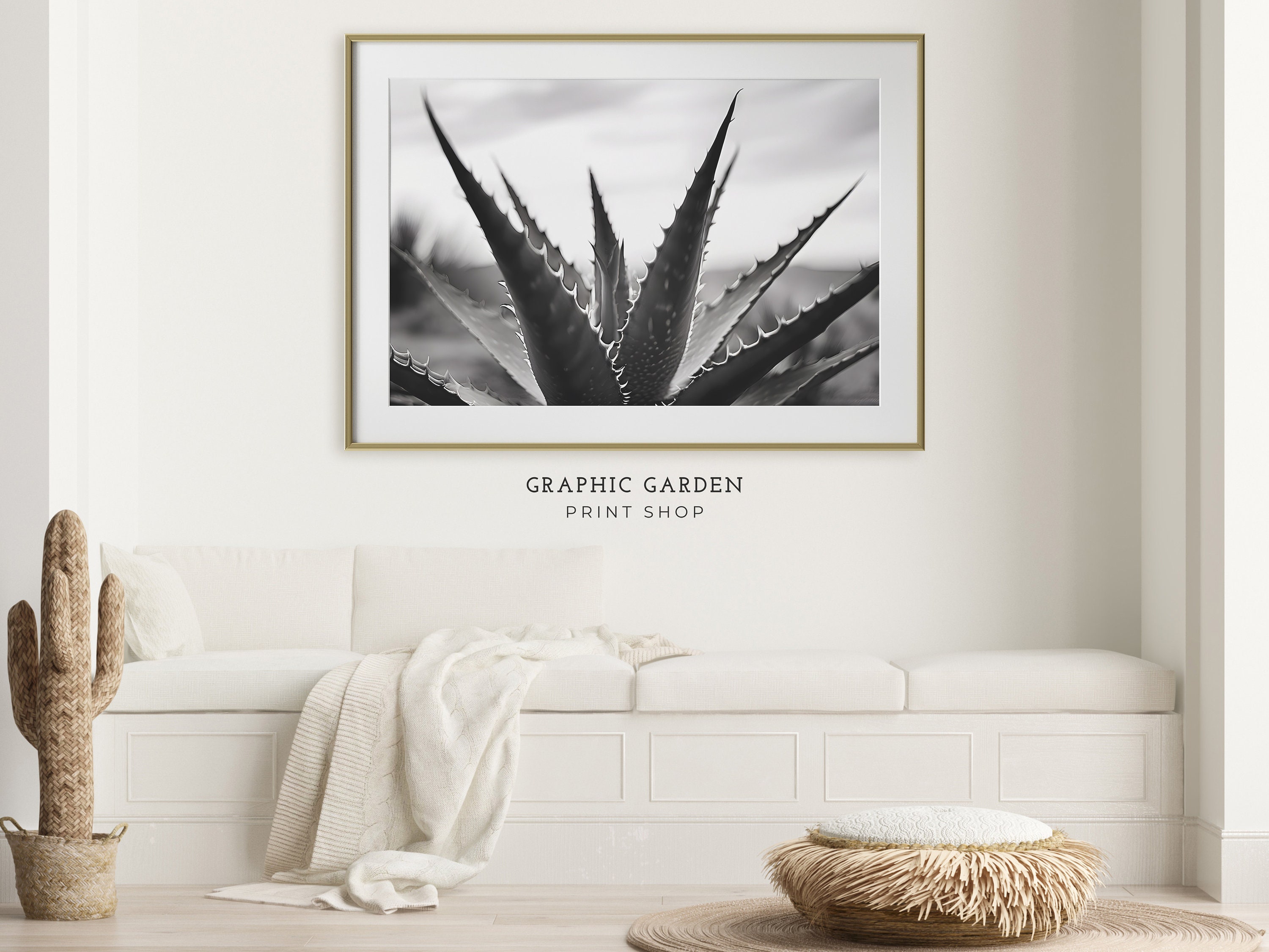 Set of 7 Succulent Wall Art Bundle Cactus Printable Black & White ...