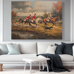 Vintage Fox Hunting Painting Fall Landscape Printable Country Frame TV ...