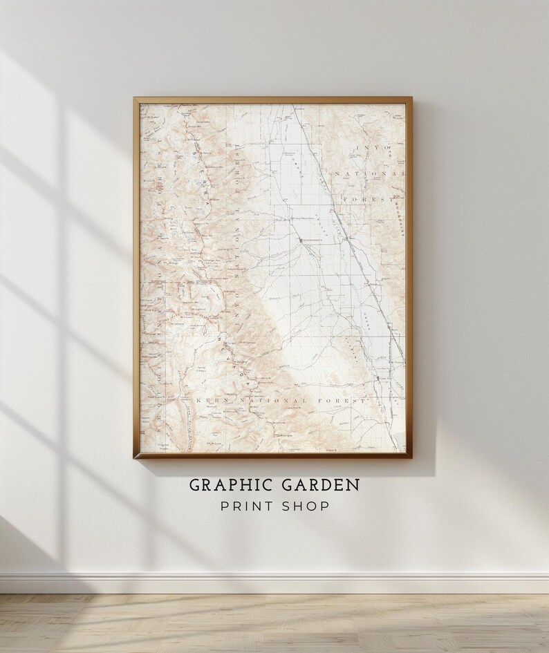 Mount Whitney Vintage Map Printable, Geological Mountain Elevation Wall ...