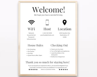 Welcome Sign for Short Term Rental Hosts, Editable Airbnb Template ...