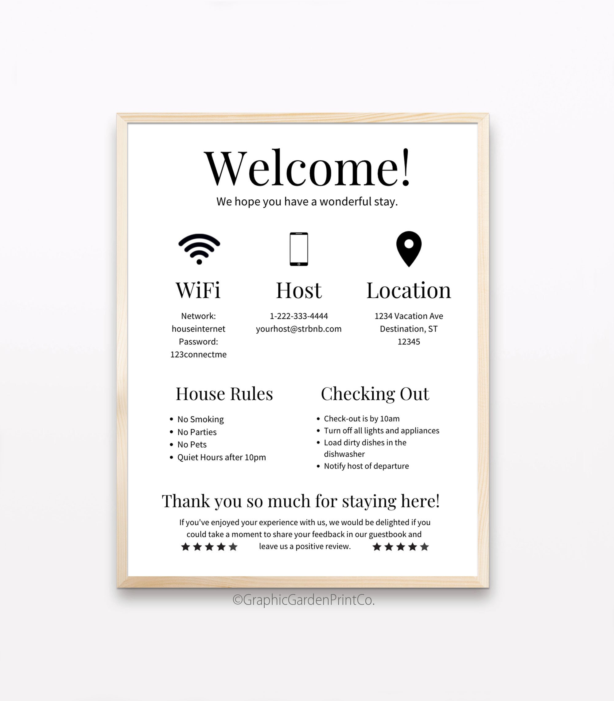 Welcome Sign for STR Hosts, Editable Short Term Rental Template ...