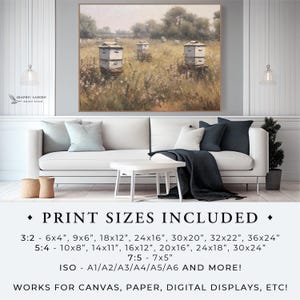 Rustic Beehive Field Landscape, Honey Bee Oil Painting, Country ...