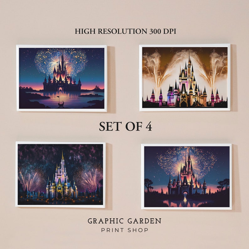 Magical Castle Wall Art, Magic Kingdom Printable, Abstract Landscape ...