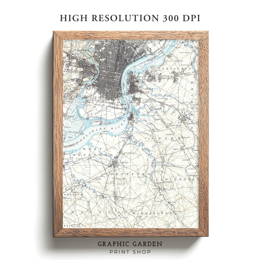 Philadelphia Vintage Map Printable, Geological Elevation Wall Art ...