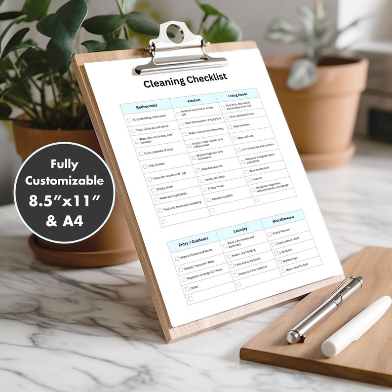 Cleaner Checklist for Short Term Rentals, Editable Airbnb Template ...