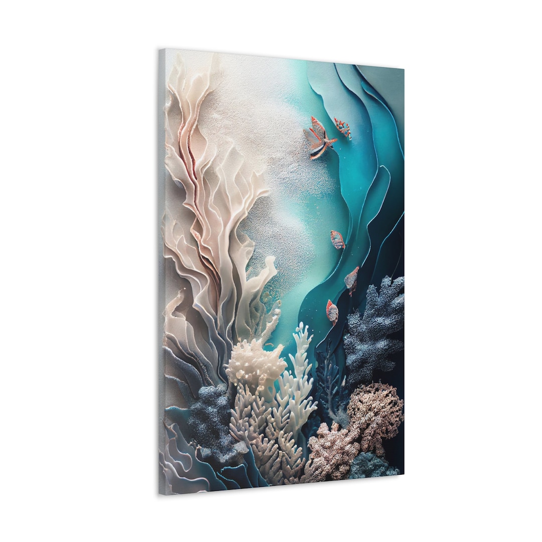 Coral Reef Canvas Wall Art, Ocean Vertical Print, Coastal Home Decor ...
