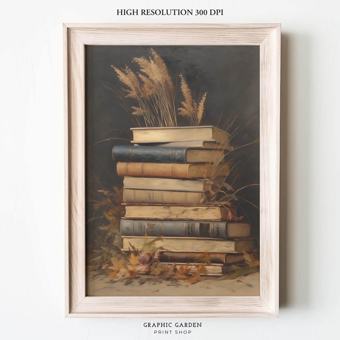 Autumn Books Vintage Oil Painting Fall Printable Academia Wall Art ...