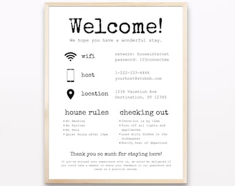 Welcome Sign for Short Term Rental Hosts, Editable Airbnb Template ...