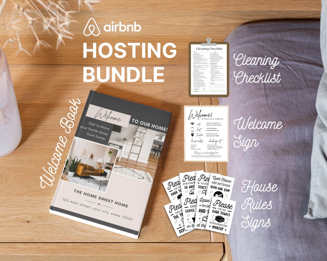 Short Term Rental Host Bundle, Editable Airbnb Template, Vacation STR Printable, VRBO Wifi ...