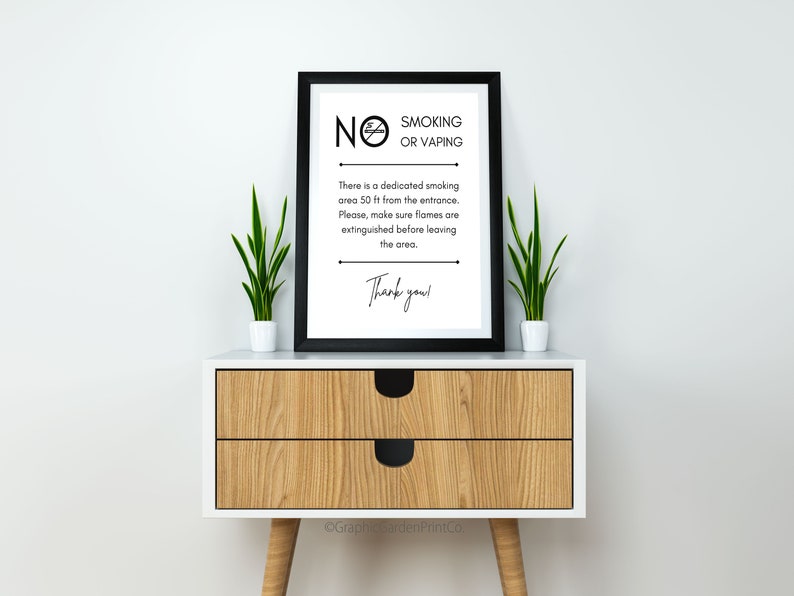 No Smoking Sign for Hosts, No Vaping Editable Printable, Event Venue ...