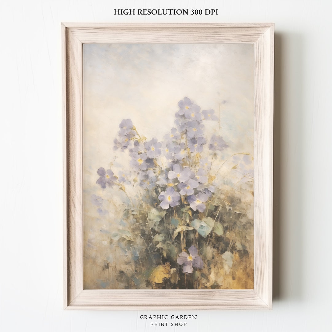 Violet Flower Wall Art Print Purple Floral Vertical Printable Muted ...