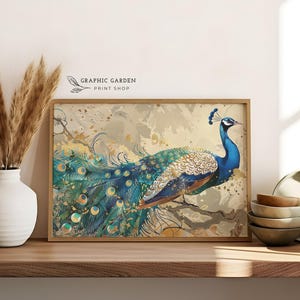 Peacock Painting Art Deco Printable Modern Abstract Frame TV Art ...