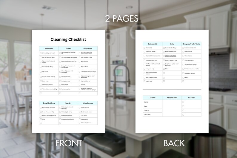 Cleaner Checklist for Short Term Rentals, Editable Airbnb Template ...
